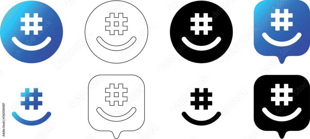 GroupMe icon set with gradient, outline, flat, and black styles ...