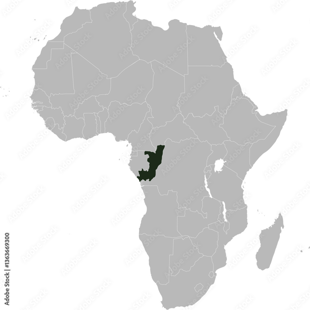 Detailed national location map of REPUBLIC OF THE CONGO within the ...