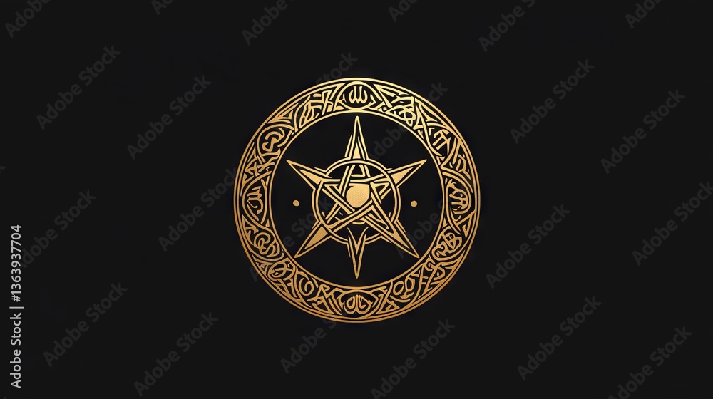 Celtic occult symbol. Magic pentagram. Circle Wicca zodiac pagan ...