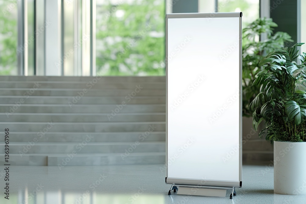 Stock-Illustration „White roll up banner/template standing in side of ...