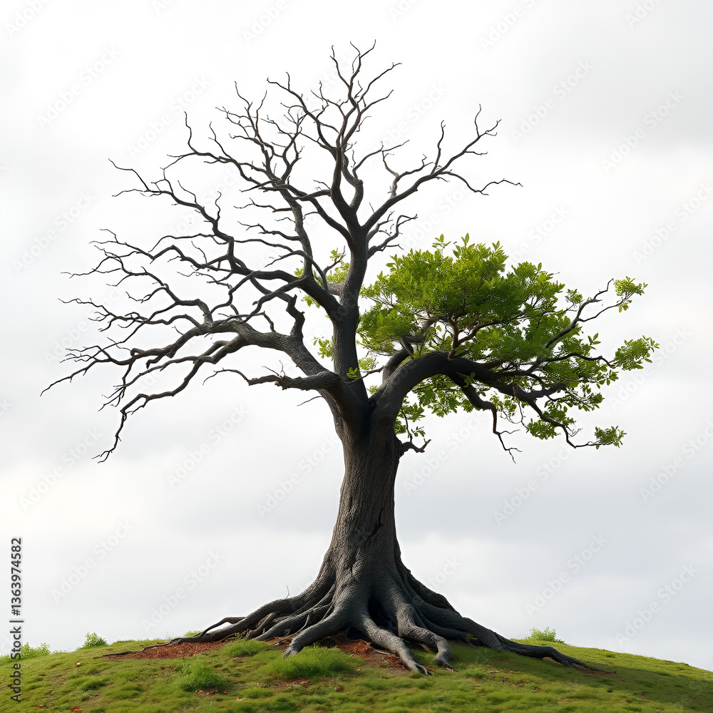 Dead tree turning into a new tree. Demonstrating the power of nature to ...