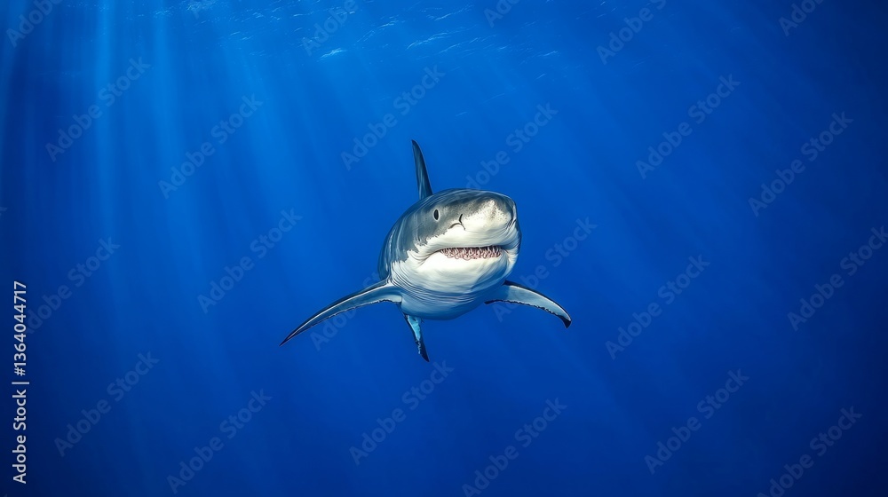 megalodon, shark, swimming, ocean, deep, water, marine, predator ...