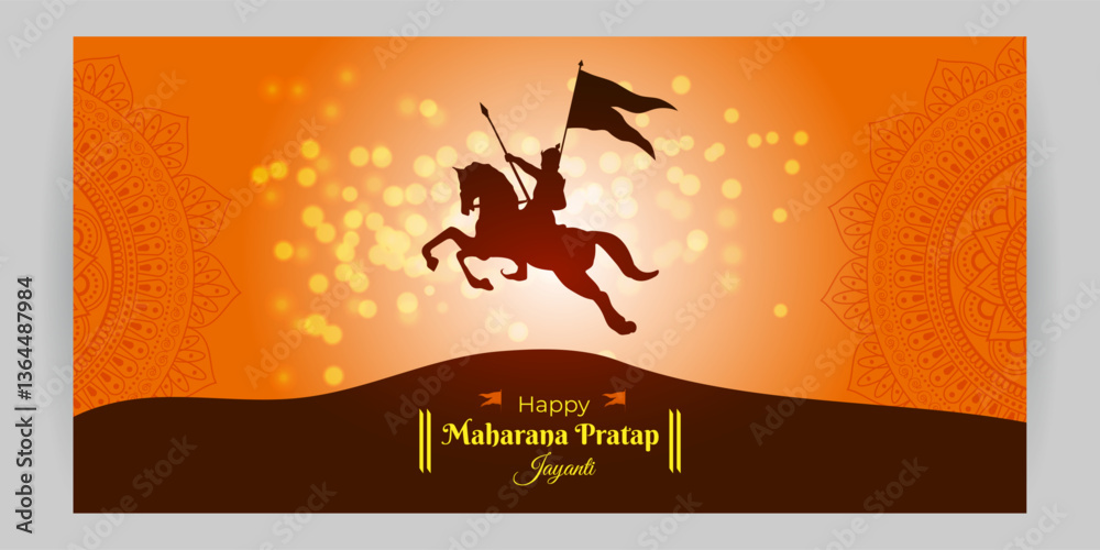 Vector illustration of Maharana Pratap Jayanti social media template ...