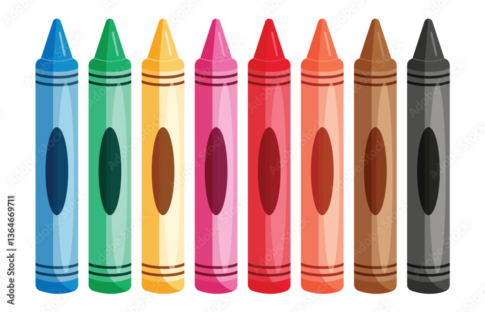 Crayons colorful clipart set. School supplies wax color clip art for ...