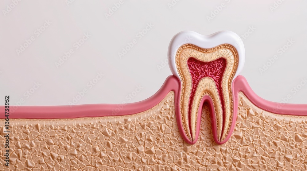 Dental anatomy illustration showing a tooth structure with surrounding ...