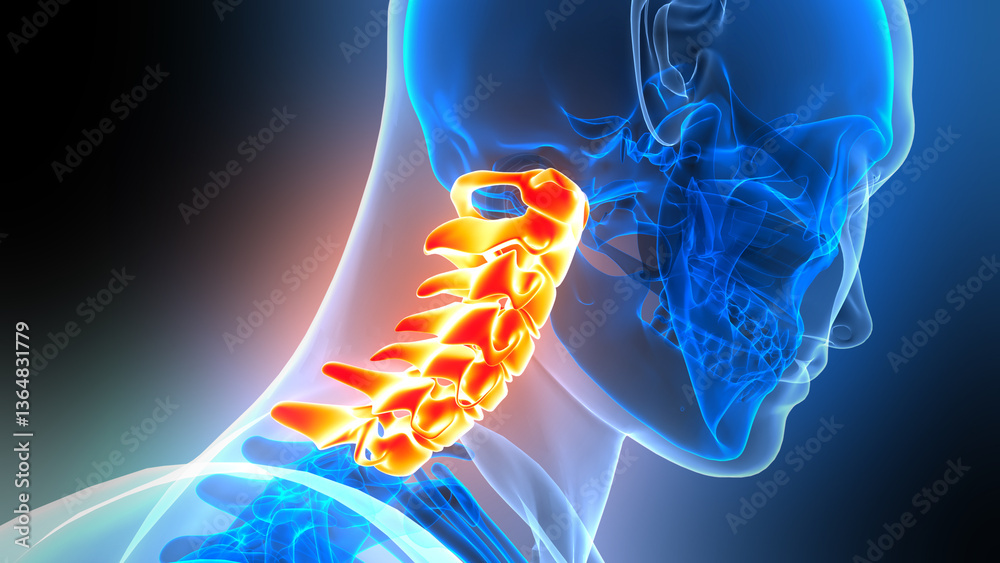Ilustración de Stock Spinal Cord Vertebral Column Cervical Vertebrae of Human Skeleton System ...