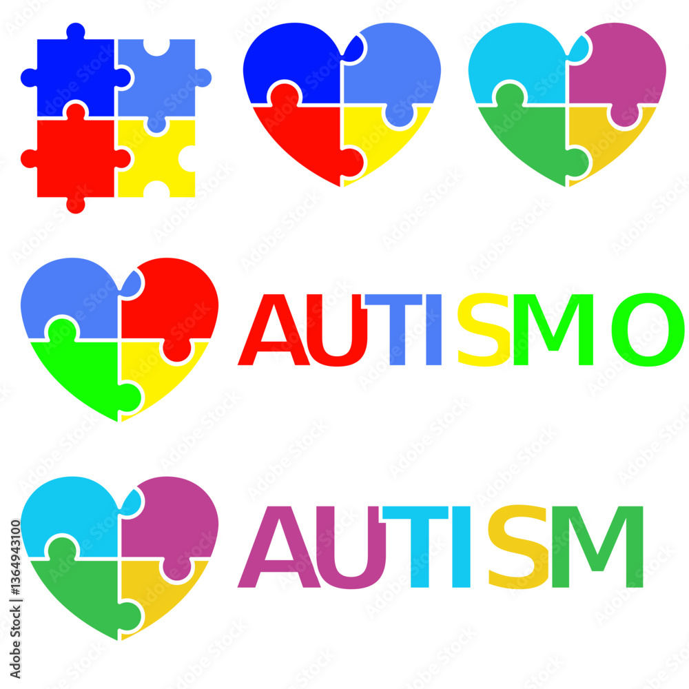 Pacote de Vetores - Símbolos de Conscientização sobre o Autismo com ...