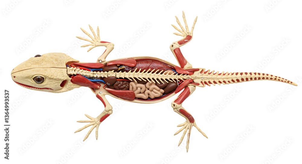 Anatomical Diagram of a Lizard Showing Internal Organs including Skeleton, Muscles, and ...