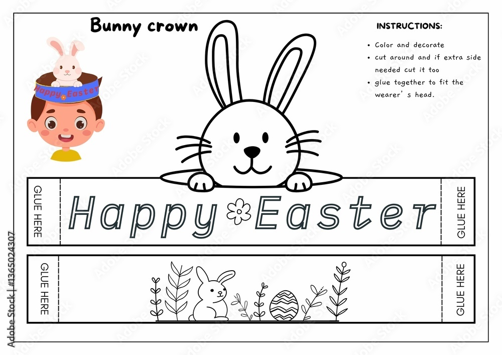 Easter coloring crown, headband for kids craft activity, Easter ...