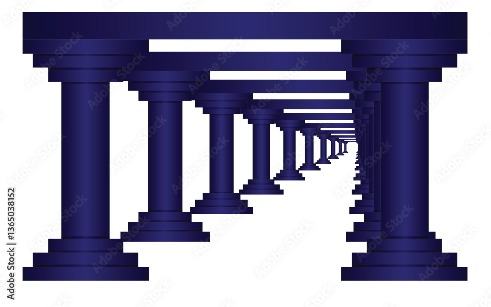 Gorgeous Roman corridor with columns and a glowing heavenly light at ...