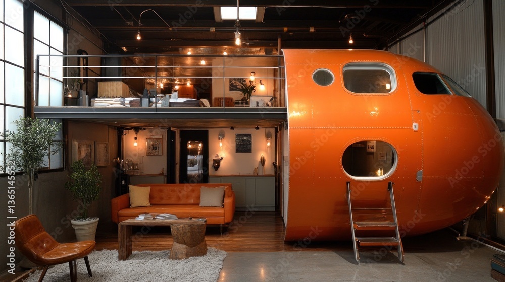 Airplane fuselage converted into a unique two-story home Stock ...