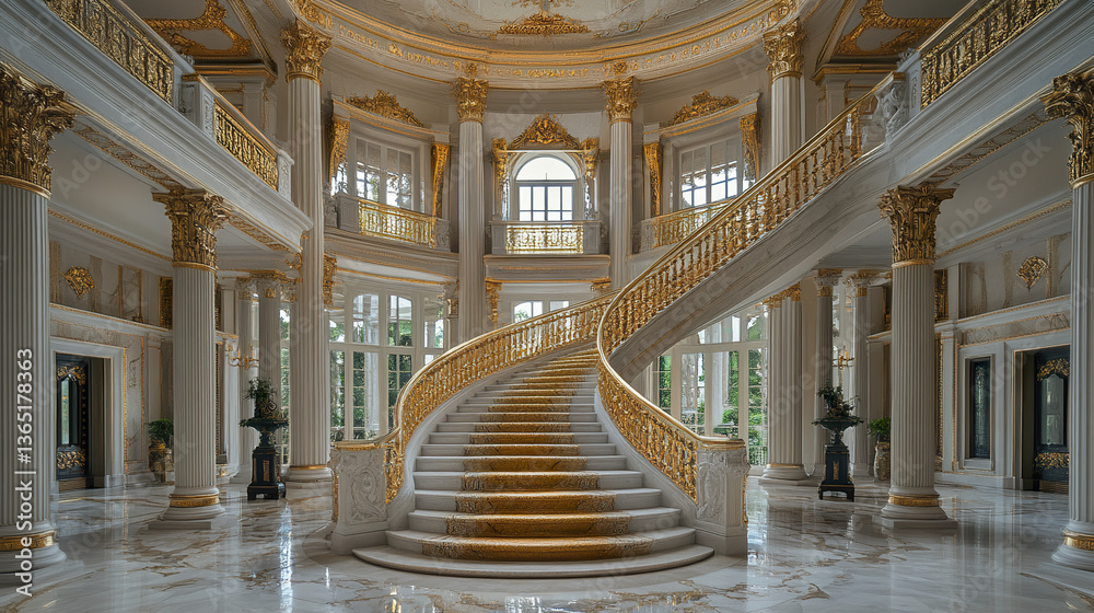 grand neoclassical estate with elegant columns and sweeping staircase ...