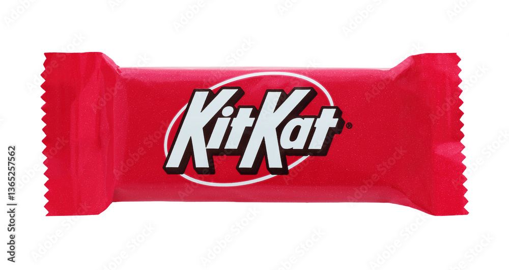 Pack of KitKat chocolate bar, on transparent background. Kit Kat is a ...