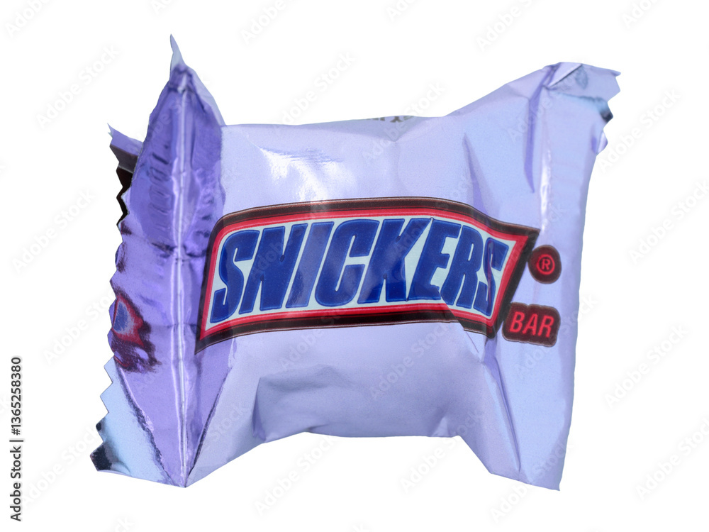 Pack of Snickers mini chocolate bar on transparent background. Snickers ...