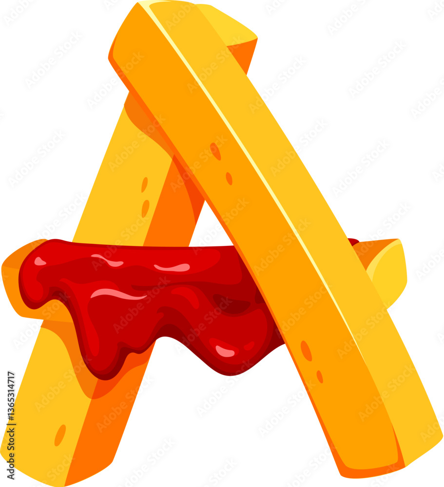 Fast food french fries meal cartoon alphabet font letter A. Fastfood ...