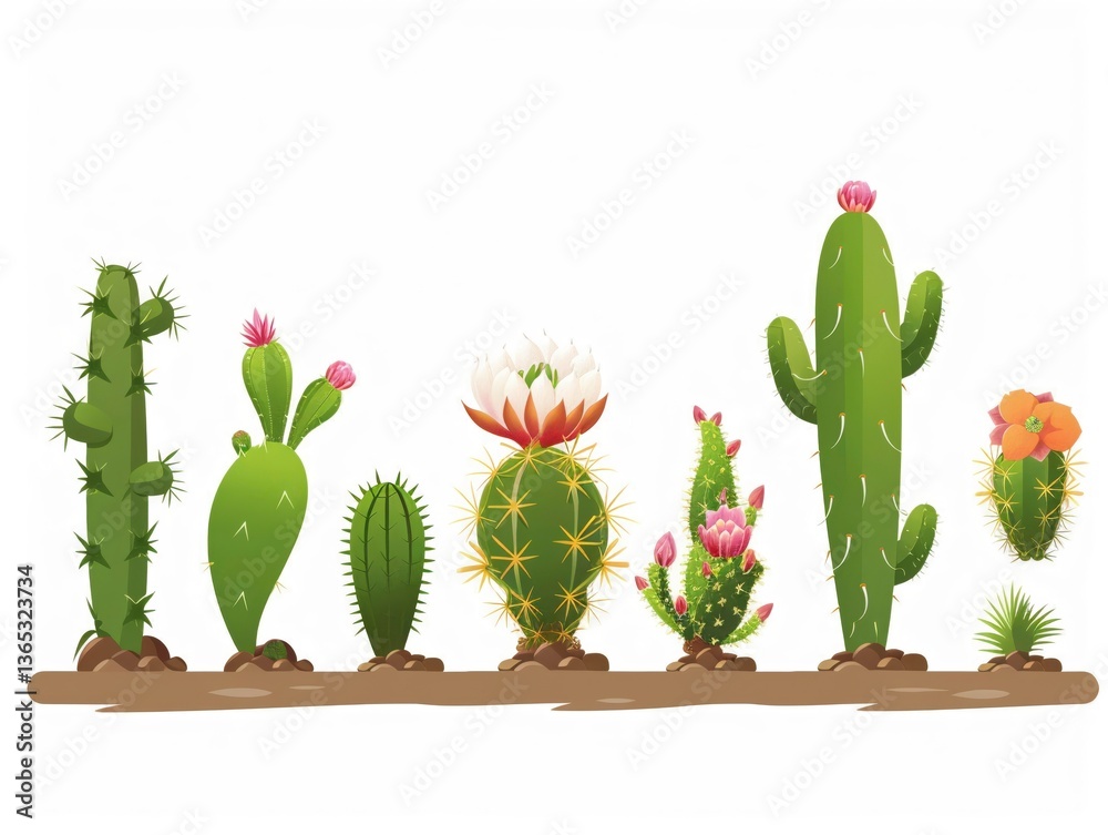 Educational clipart illustrating the life cycle of a cactus with a ...