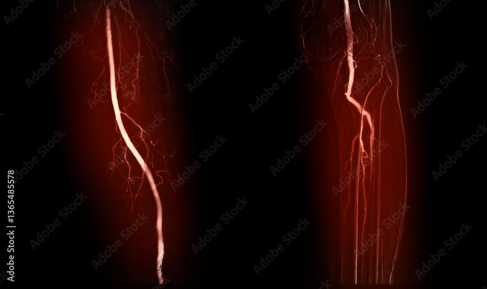 Femoral Angiogram of femoral artery showing femoral artery vessel ...