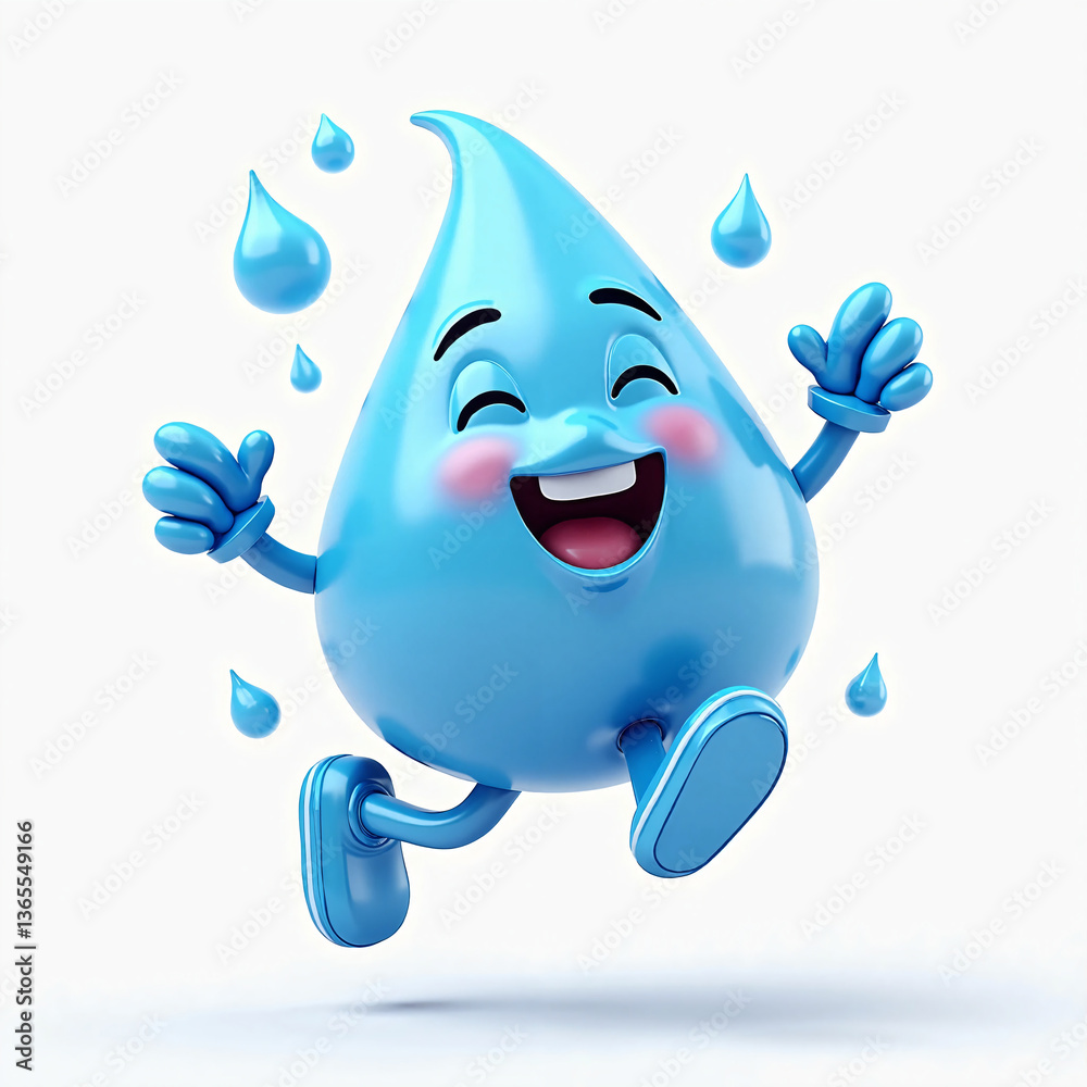 An animated water drop mascot Stock Illustration | Adobe Stock