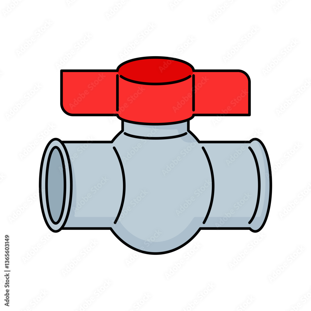 Valve Pipe Flat design style, gray pipeline with a red valve, used for ...