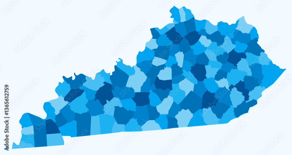 เวกเตอร์ Stock Map of Kentucky with counties. Just a simple state ...