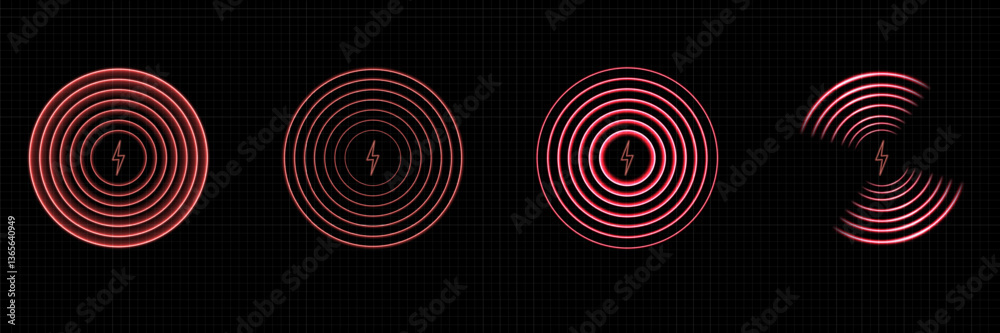 Pain Relief Target Icons: Concentric Red Circles for Healthcare, Radar ...