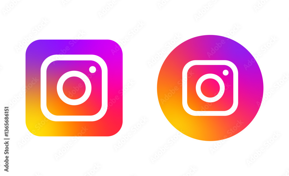 Instagram Logo Icons, Gradient Social Media Symbols, Square and Circle ...