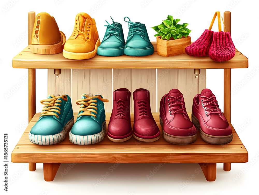 3d illustrations of Shoe Rack clipart, bedroom clipart, watercolor ...