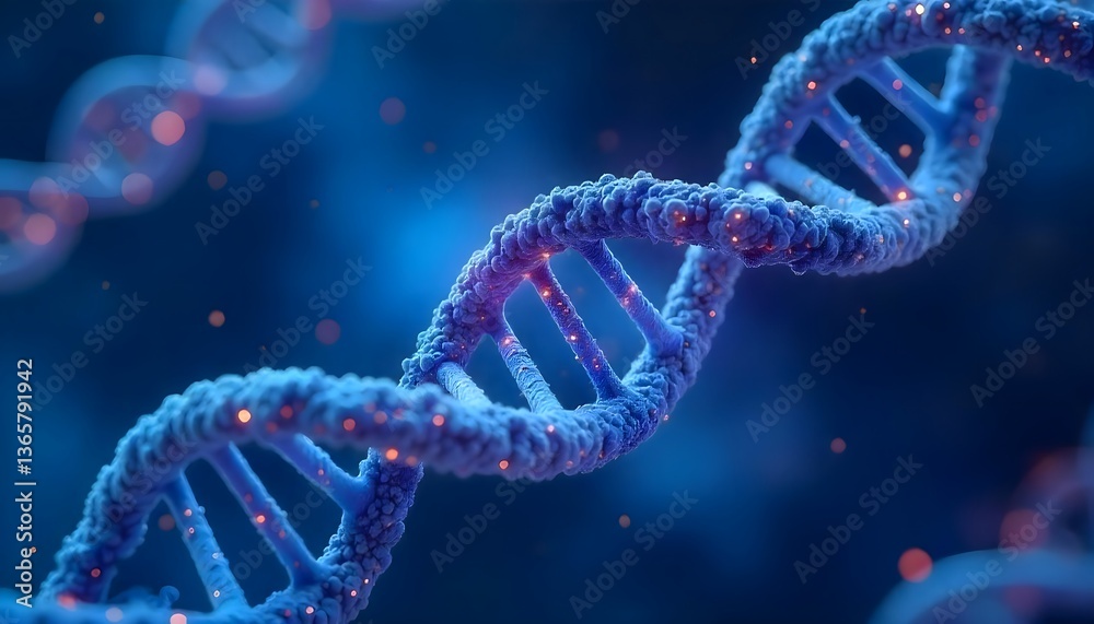 DNA Double Helix Visualized, Glowing Strands Depicting Genetic Codes ...