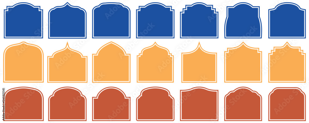 IIslamic door and window shape. mosque gates and window frame ...
