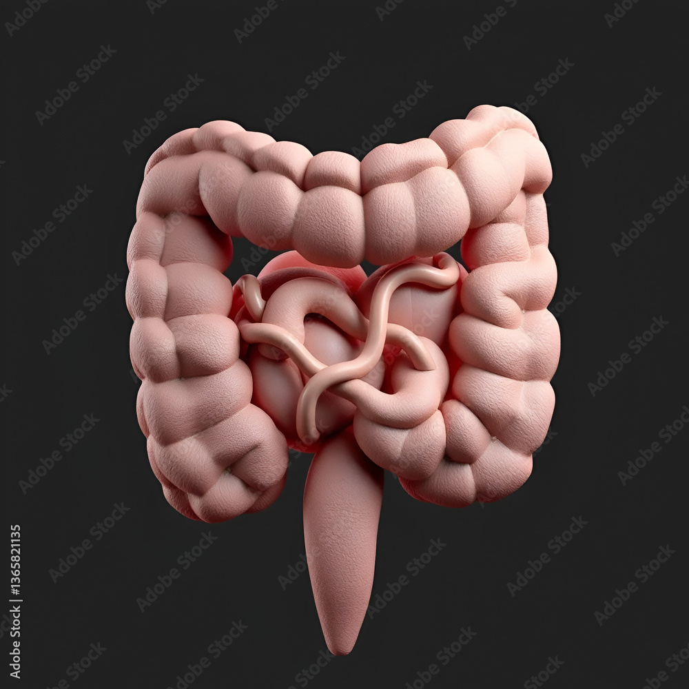Detailed 3D Model of Human Large Intestine with Haustra and Taeniae ...