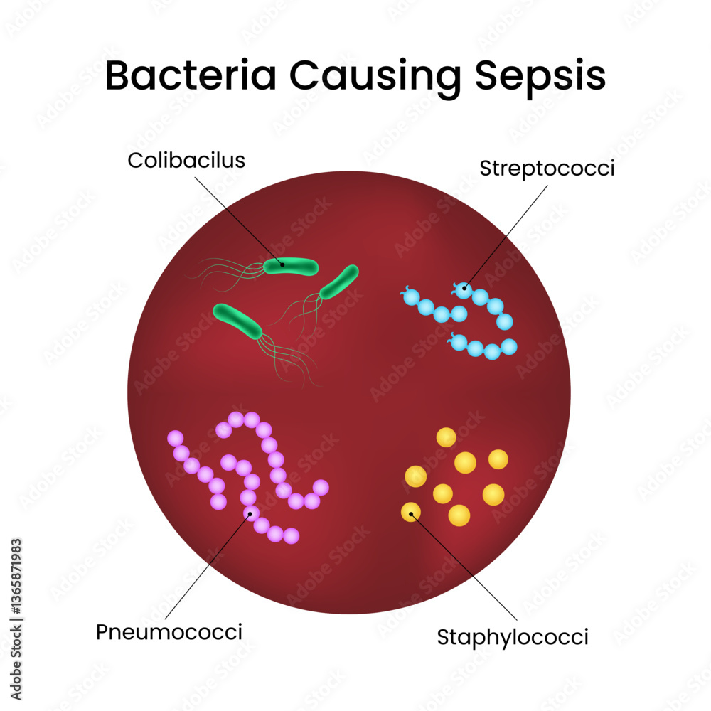 Bacteria Causing Sepsis Visual Guide to Common Pathogens Stock Vector ...