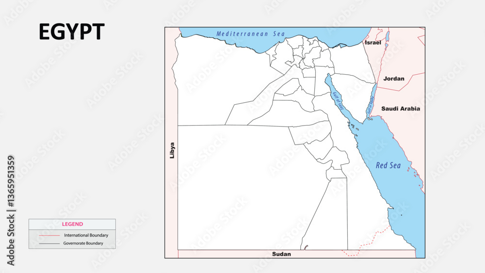 Egypt map. Political map of Egypt with Country border in outline ...