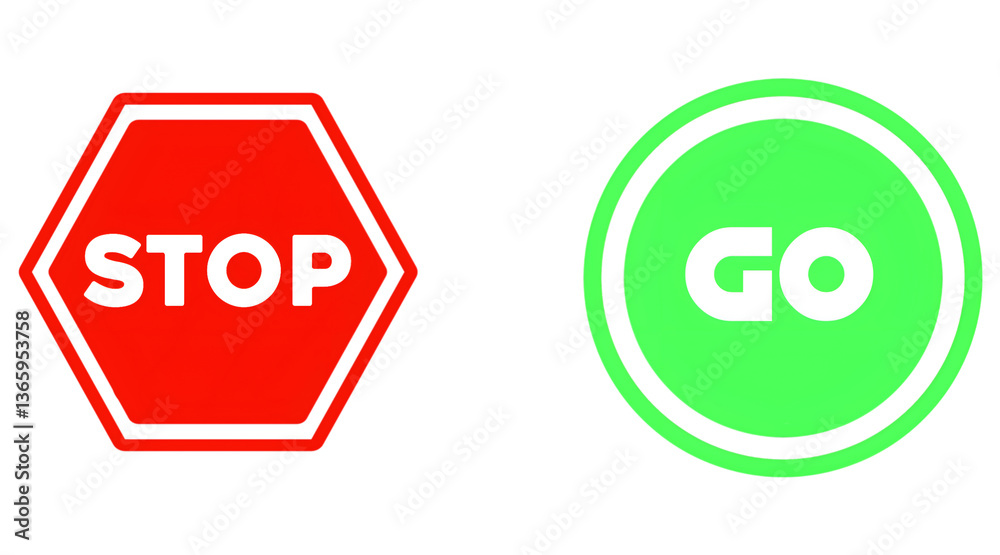 Stop and Go Traffic Signs – Red and Green Road Symbols for Safety ...