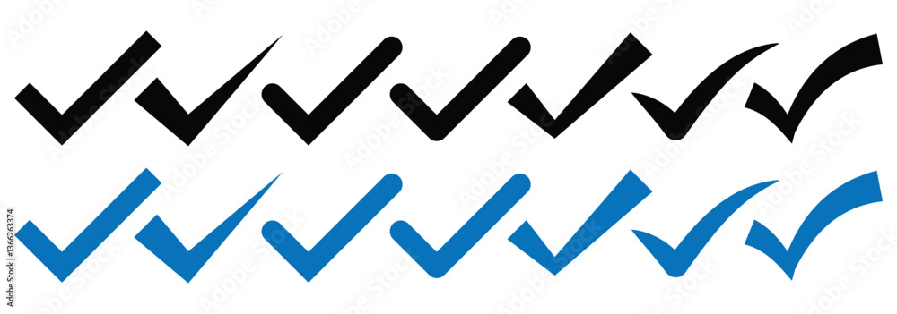 Tick collection. Tick box, checkbox symbol sign. Check mark icon set ...