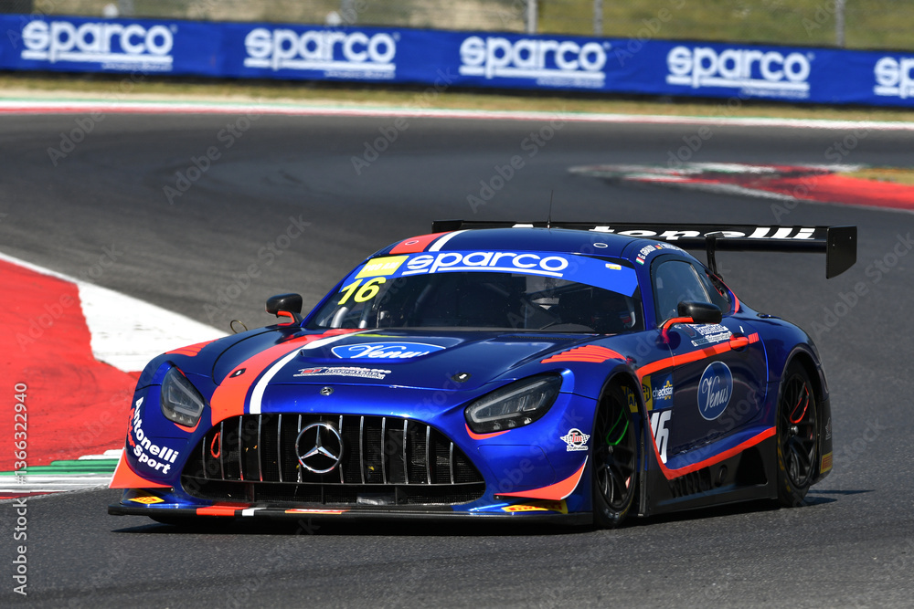 Scarperia, Italy - August 23th 2024: Mercedes AMG GT3 of team AKM MOTORSPORT drive by Giraudi ...