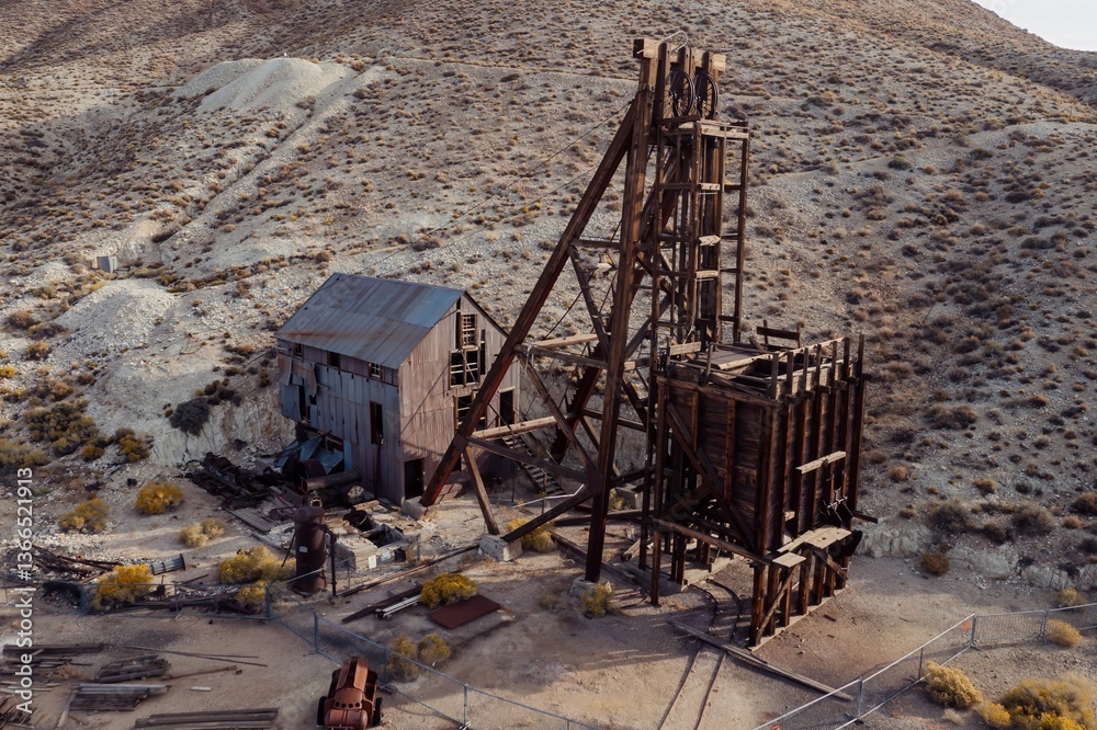 Abandoned mine site in Tonopah Historic Mining Park, Tonopah, Nevada ...