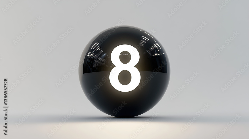 Stylish 3D Black Billiard Ball Number 8 Icon Classic Pool Game Design ...