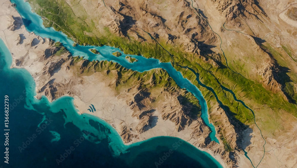 Dubai map showing land geology with rock and grass textures Stock Photo ...