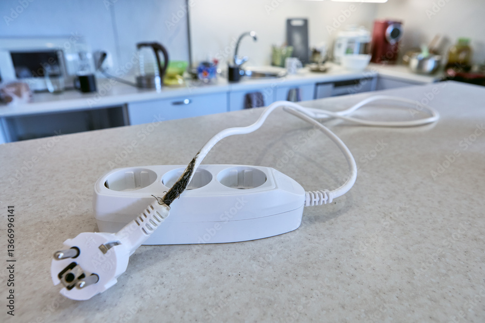 Overload destroyed extension cord, which burned power cable, causing ...