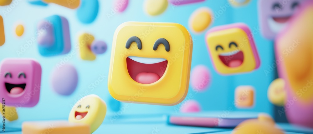 Playful and Colorful Happy Faces in a Vibrant Scene Perfect for April ...