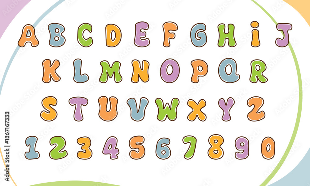 cute font, childish type, cartoon children english alphabets vector ...