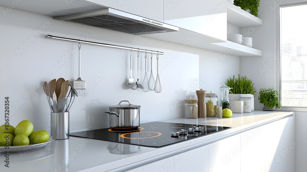 Sleek and modern induction cooktop with glowing heat zones designed for ...