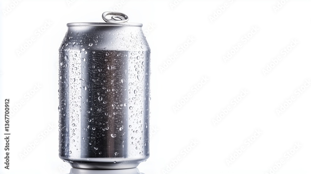 Silver cola can with condensation and opened tab Stock Photo | Adobe Stock