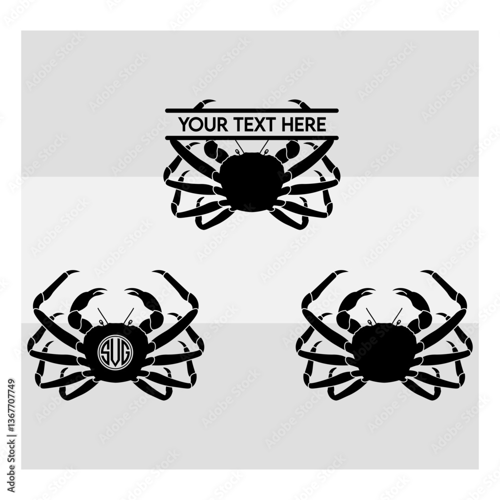 Vector de Stock crab svg, crab silhouette, seafood svg, crab clipart ...