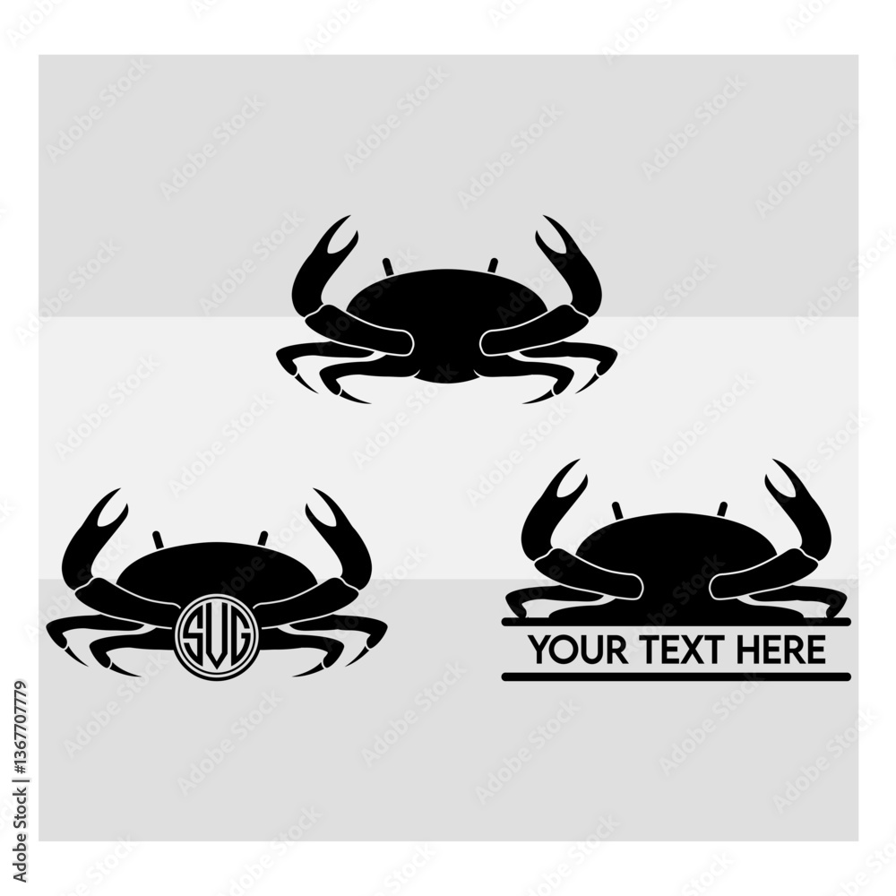 crab svg, crab silhouette, seafood svg, crab clipart, crab vector svg ...