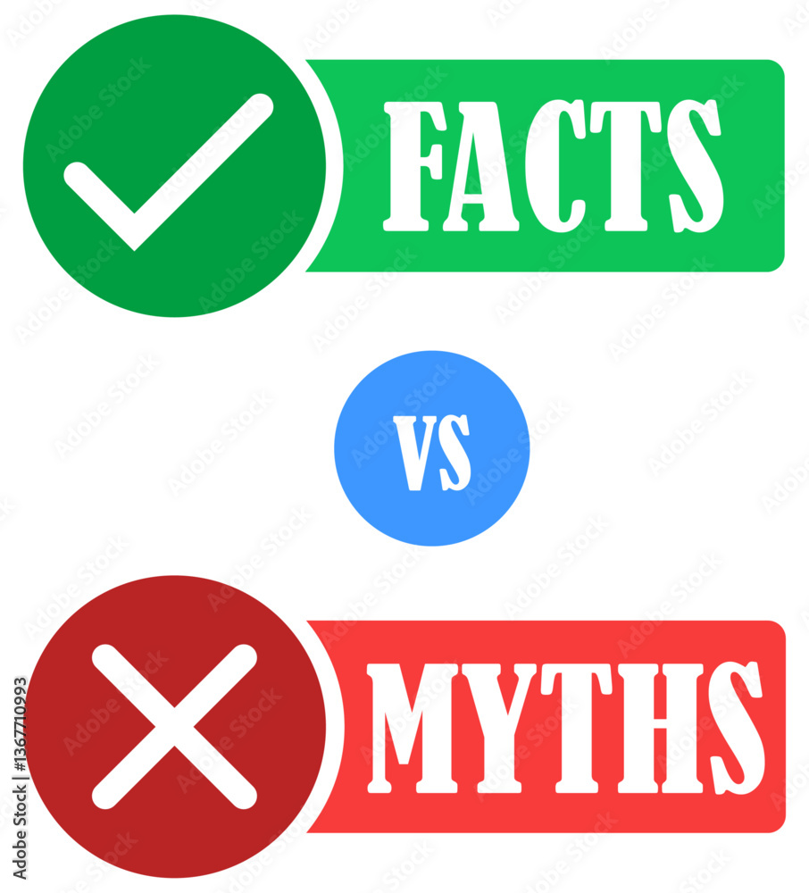Vektor Facts vs myths icon. Facts vs fiction icon. Truth vs lies symbol ...