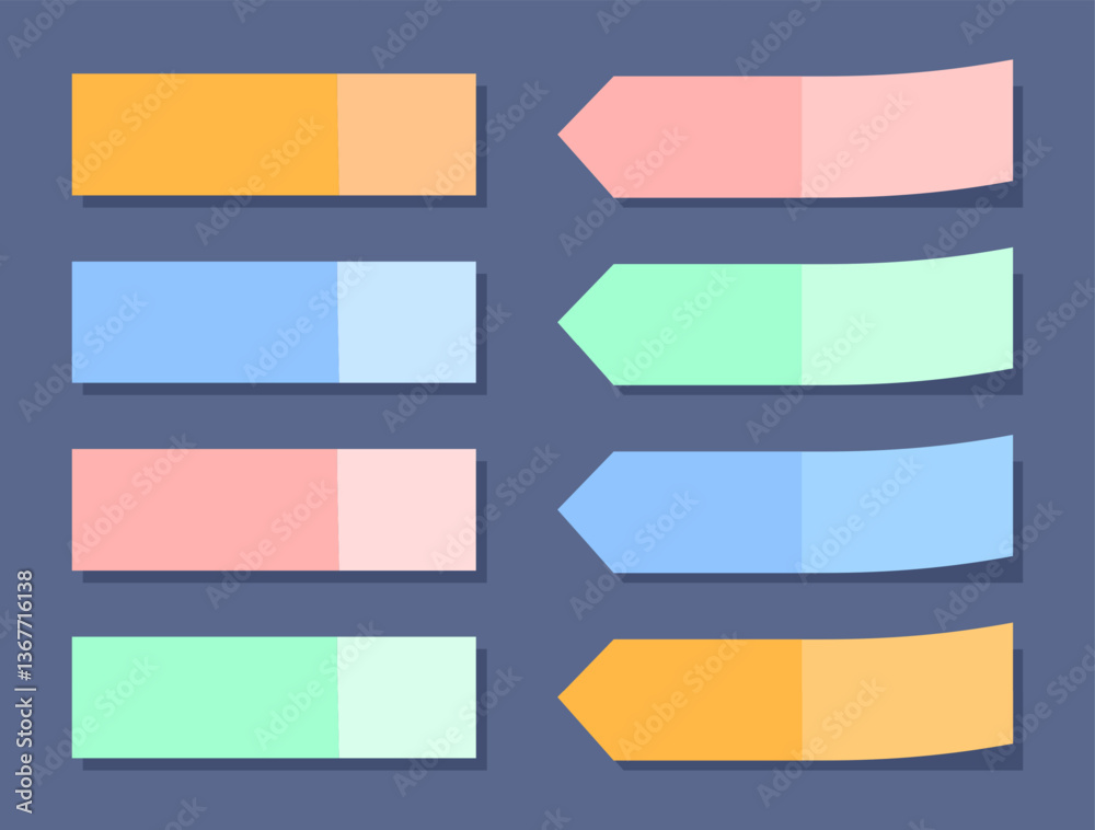 Cartoon Color Different Sticky Bookmarks Set Concept Flat Design Style ...