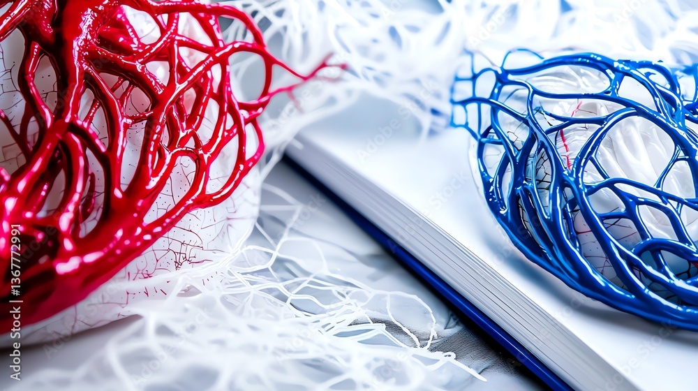 educational medical diagram of arteries and veins color-coded in ...