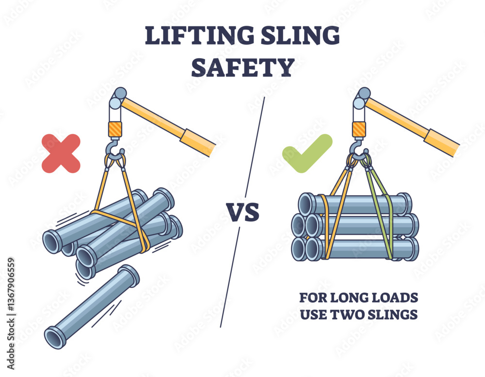 Lifting sling safety diagram shows correct and incorrect sling use with ...