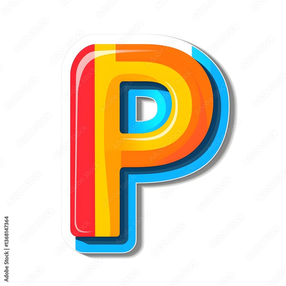 Colorful Letter P: A vibrant and stylized "P" in a graphic design ...